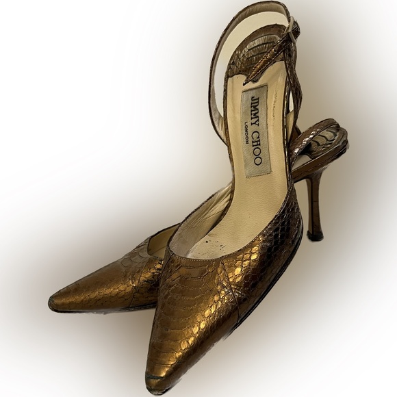 Jimmy Choo | Shoes | Jimmy Choo Snakeskin Pointed Slingback Copper 365 ...